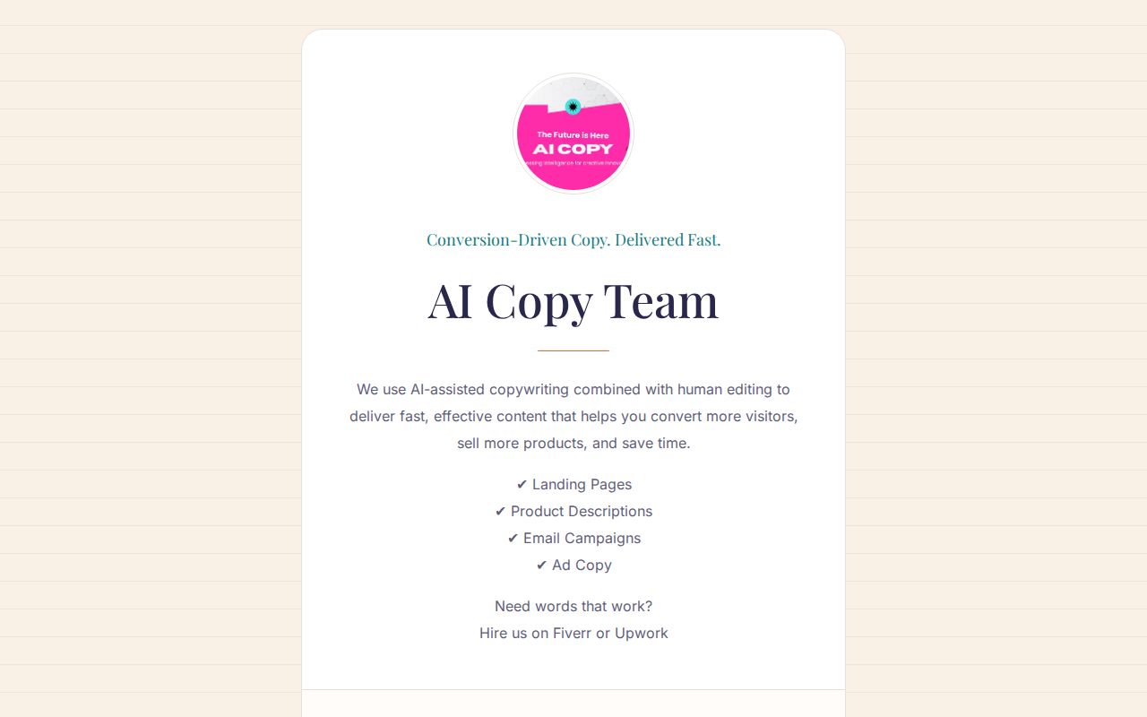 AI Copy Team – Fast, Conversion-Driven Copywriting